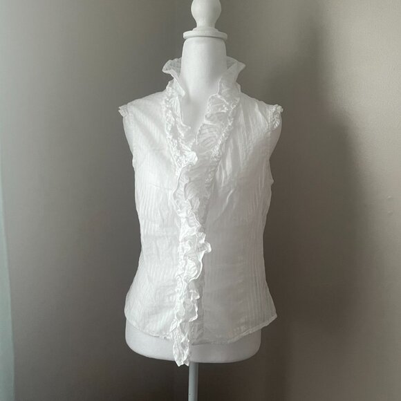 The Limited | Tops | White Ruffled Womens Top Size Medium | Poshmark